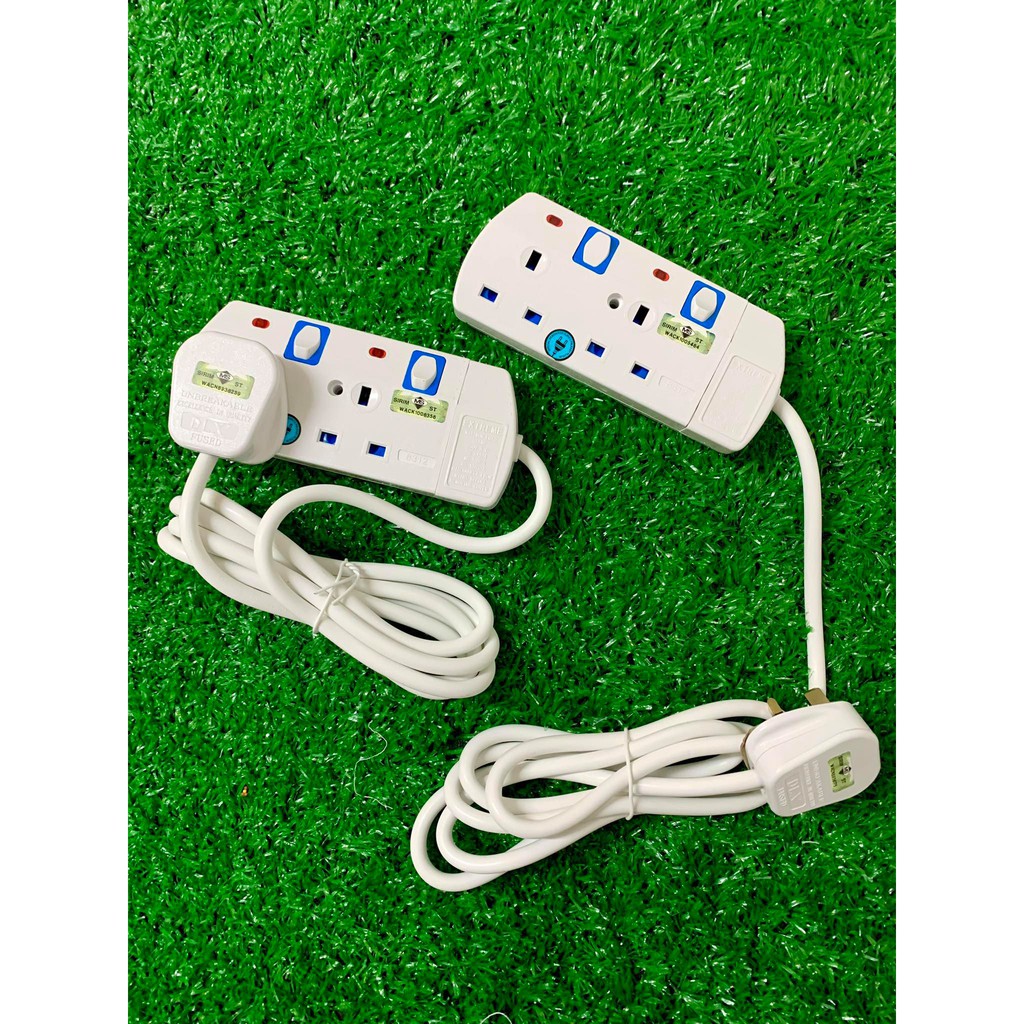 Trailing Socket 2 Gang 2m Sirim [plug Extension] [extension Wire] Shopee Malaysia