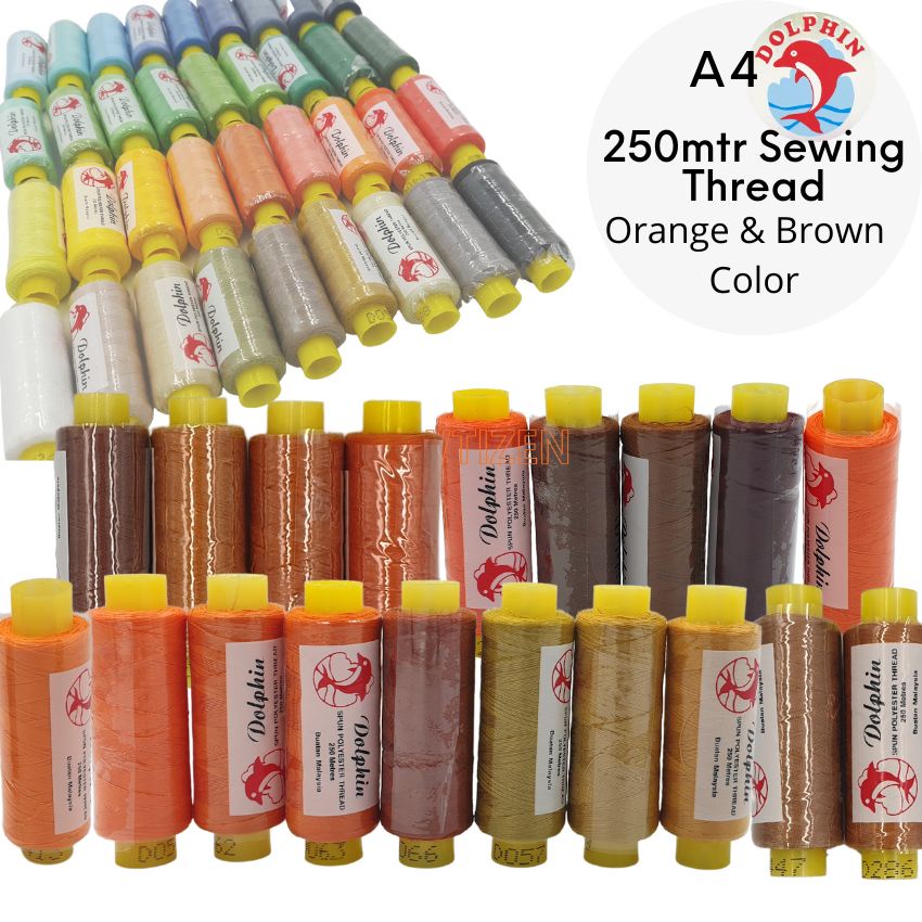 250 mtr Sewing Thread/Benang Dolphin Jahitan Pakaian |A4| Orange & Brown Shades-Sewtizen Fabric ...