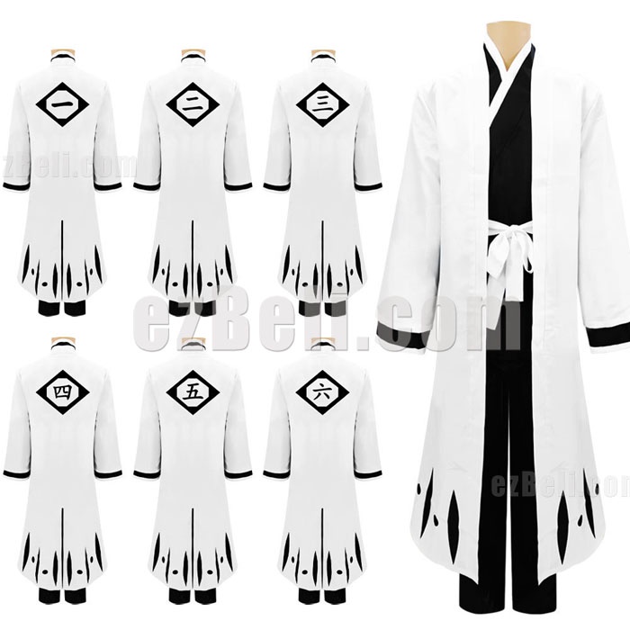 Bleach Cosplay Gotei 13 Captain Uniform Kuchiki Byakuya Squad Hitsugaya ...