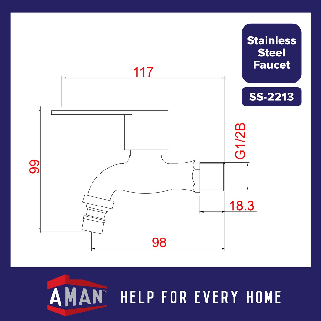 VIP SUS-304 Stainless Steel Wall Tap Water Tap Sink Tap Bibtap Faucet Paip Air 墙出白钢水龙头 SS-2213 ...