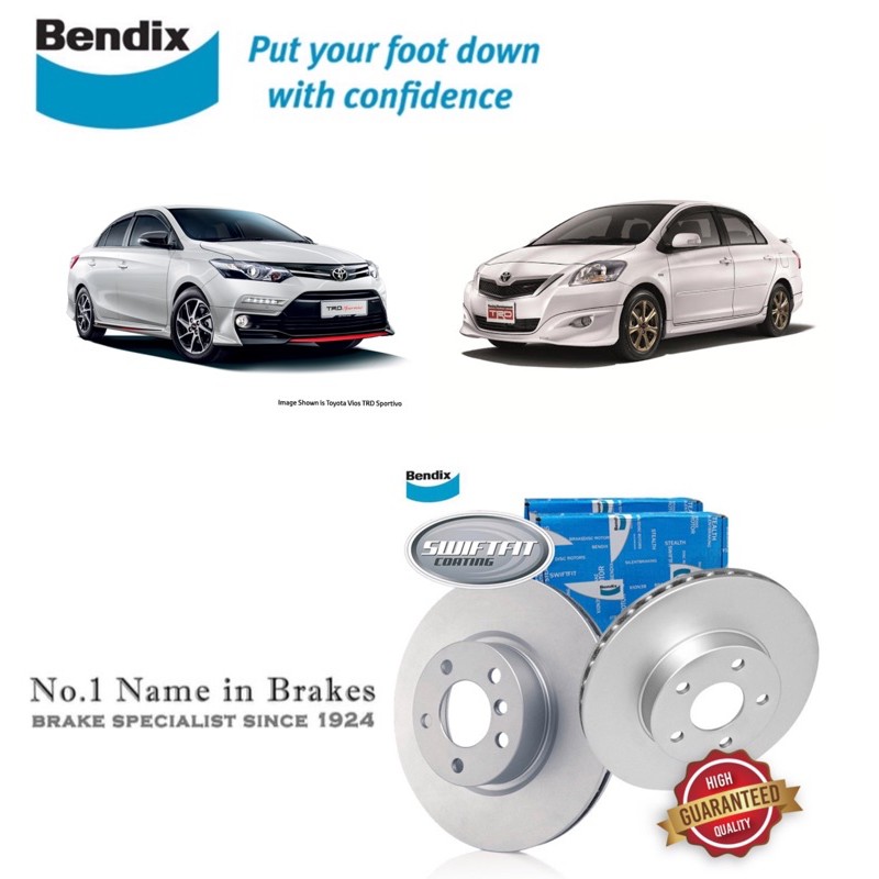 Original Bendix Swiftfit BR9410 Front Disc Rotor - Toyota Vios NCP93 ...