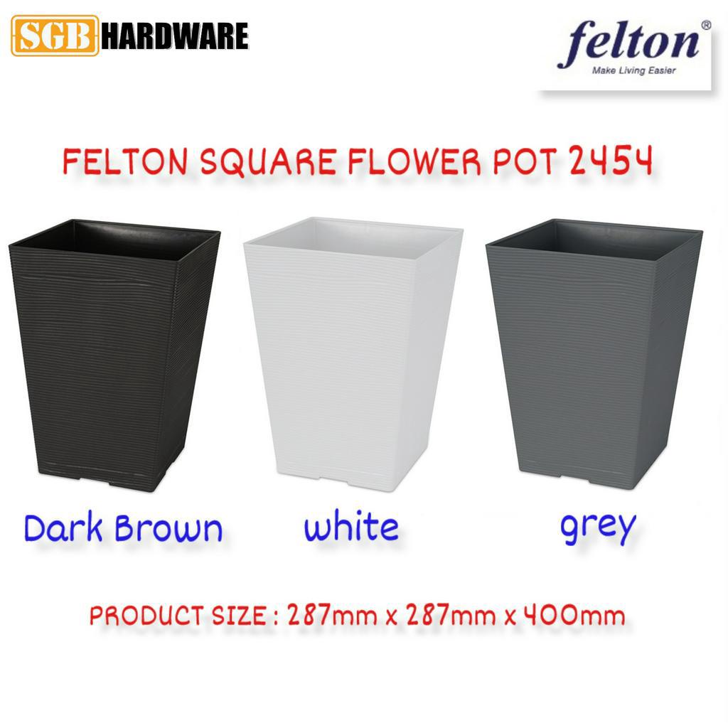 FELTON SQUARE FLOWER POT 2454 - WHITE / DARK BROWN/ GREY PASU BUNGA ...