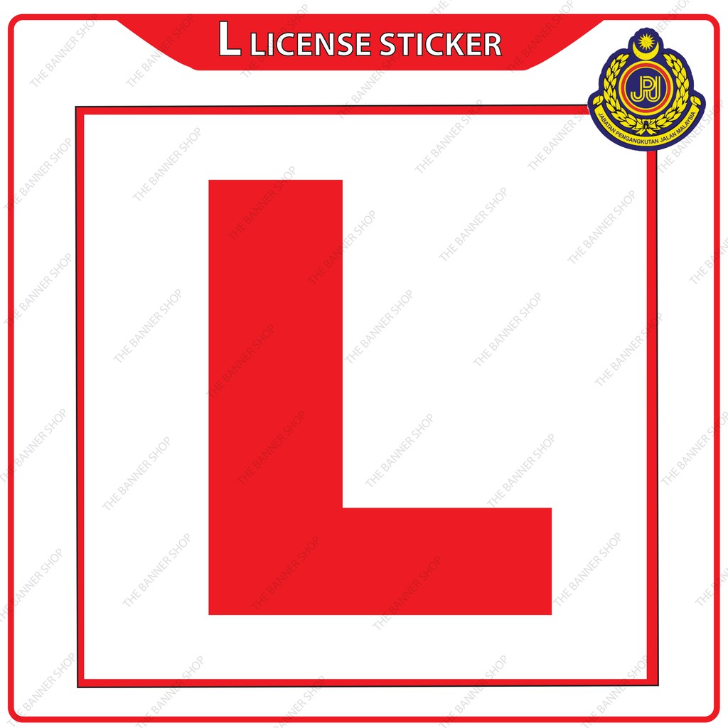 L license Sticker, L Stiker Kereta, Windscreen Sticker (JPJ Certified ...