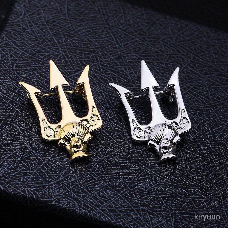 Trident Suit Brooch Men's High-End Corsage Hipster Collar Pin British ...