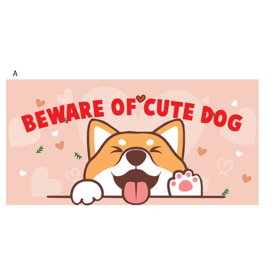 Beware of Cute Dog Sticker Pet Accessories 宠物 Wall Art Home Deco Sign ...