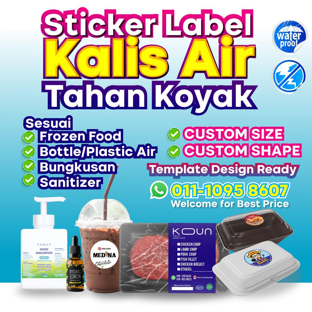 Bigger Size Waterproof Tahan Koyak PP White Sticker Label/Kalis Air ...