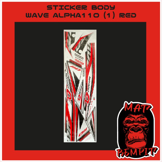 WAVE ALPHA 110 (1) STRIPE STICKER BODY (COLOUR : BLACK/RED) | Shopee ...