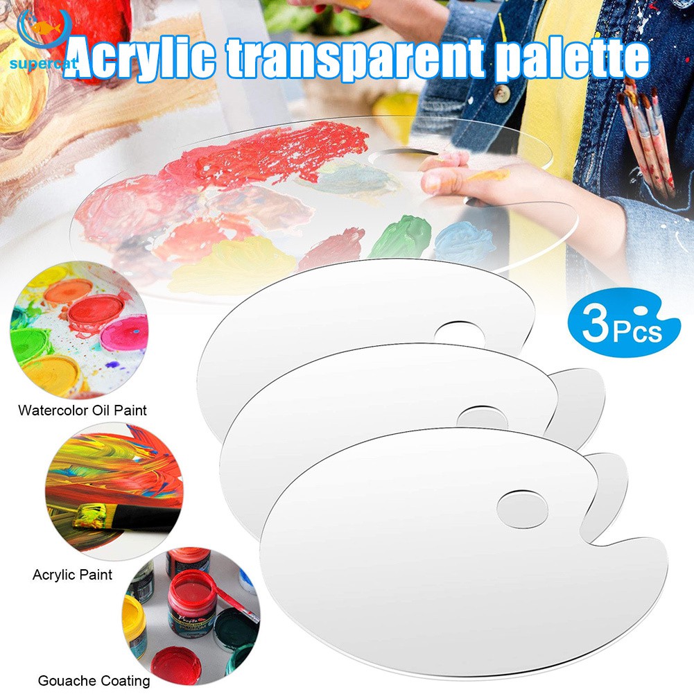 1/2/3 Pcs Clear Acrylic Painting Palette Transparent Portable for DIY ...