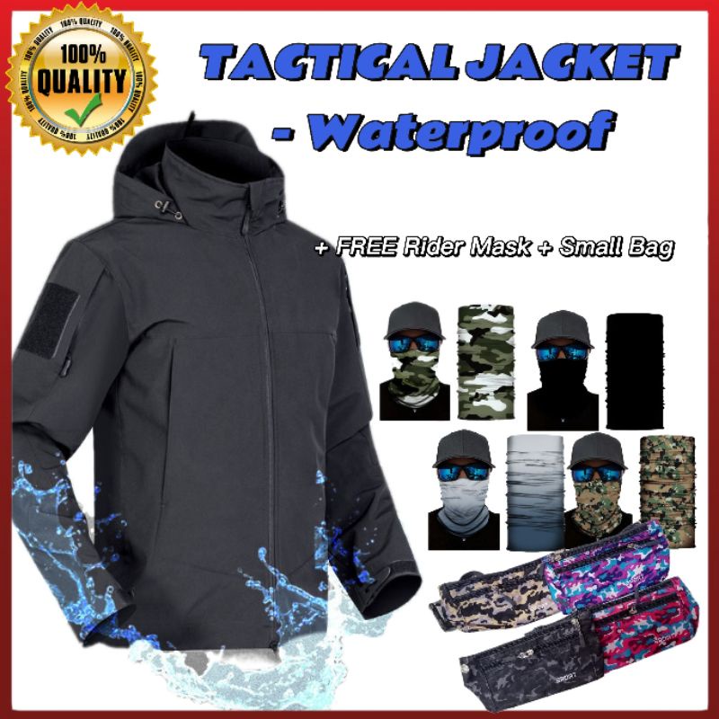 𝐅𝐑𝐄𝐄 𝐑𝐈𝐃𝐄𝐑 𝐌𝐀𝐒𝐊, 𝐁𝐀𝐆/ Tactical Jacket / Waterproof / Multifunction Jacket | Shopee Malaysia