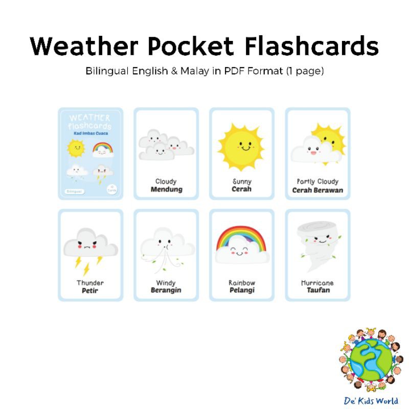 [PRINTABLE] Bilingual Weather Flashcards Montessori Homeschool Kids ...