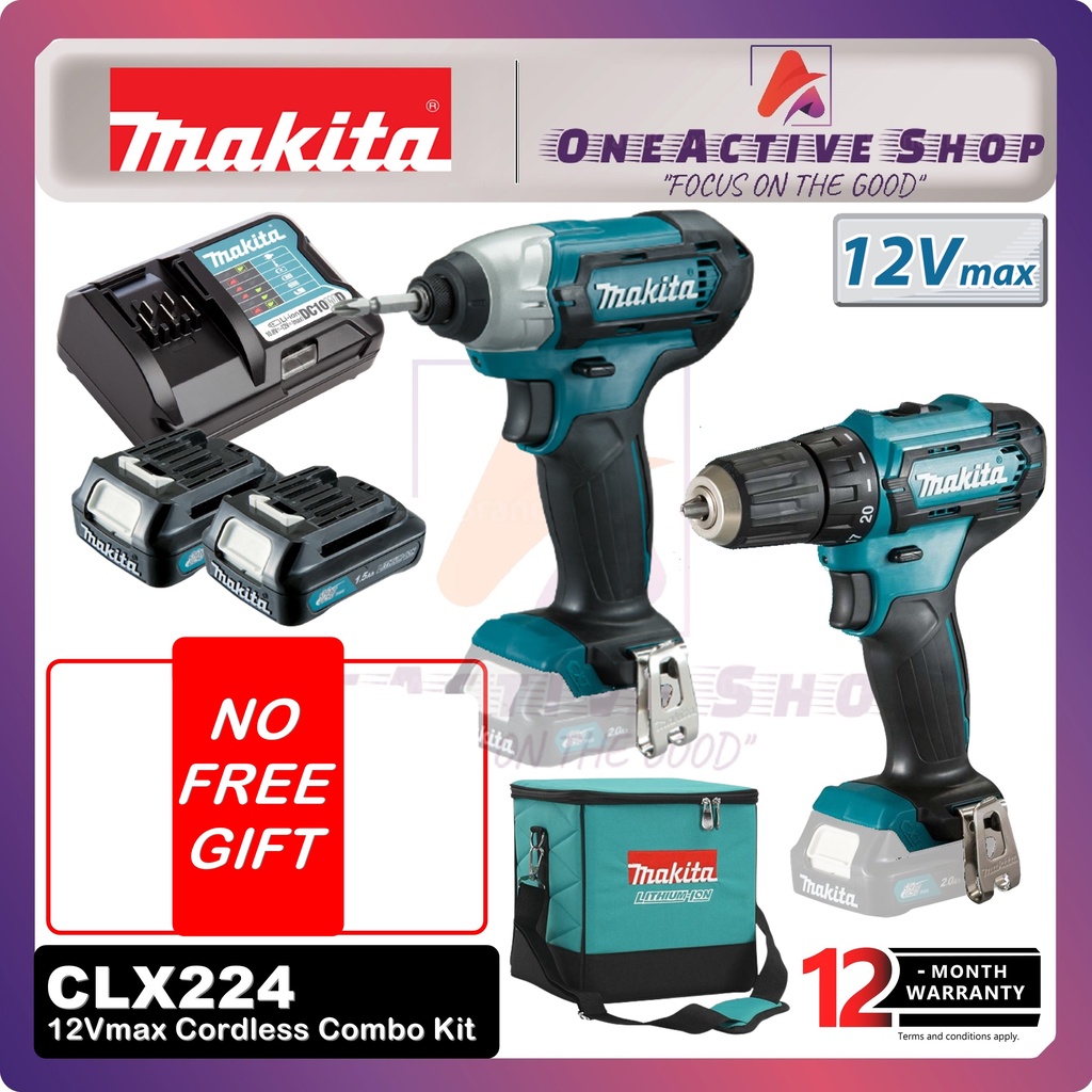 MAKITA 12V CORDLESS COMBO KIT CLX224 ( DF333DZ + TD110DZ IMPACT DRIVER ) - 1 Year Warranty ...