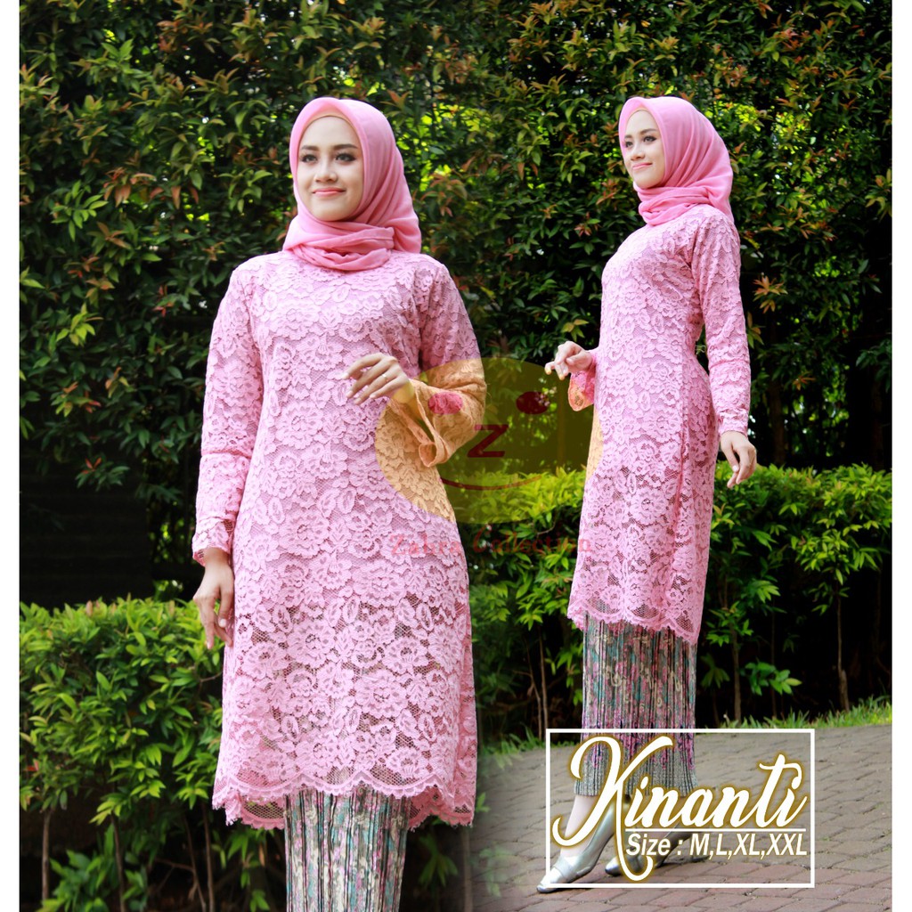 Modern Kebaya Suit, Rinjani Brocade Kebaya Set, Long Pink Brukat Tunic ...