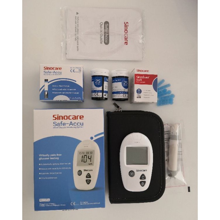 【KKM LULUS】Sinocare Safe Accu Blood Glucose Glucometer BSP Mesin Cek ...