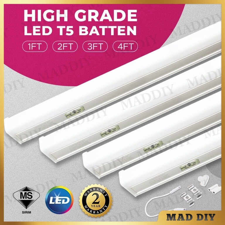 LED T5 BATTEN [1FT/2FT/3FT/4FT] [5W/9W/14W/18W] LED T5 COMPLETE SET ...