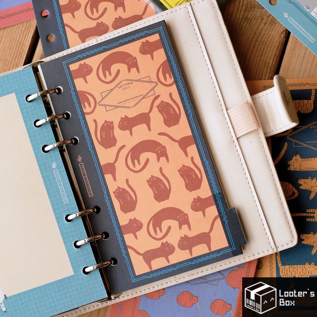 Set of 6 Cute Animal Index Divider Card for A5 Ring Binder Notebook ...