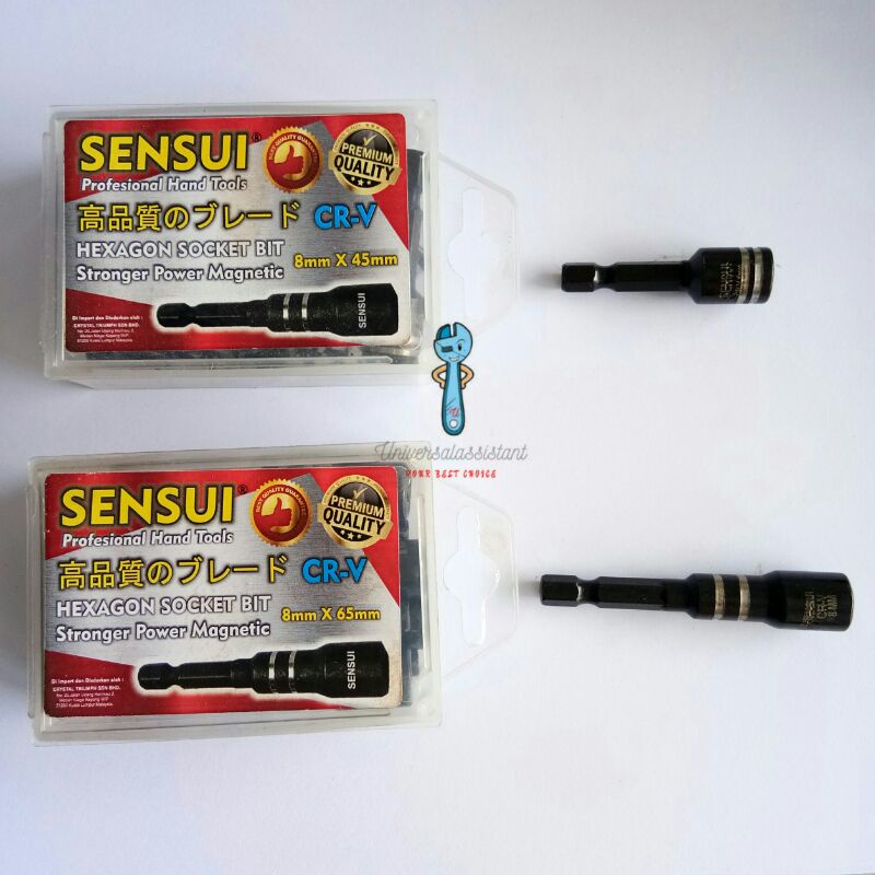 8mm 10mm Socket Bit | 65mm Length | Magnetic Hex Shank Bit | Nut Setter ...