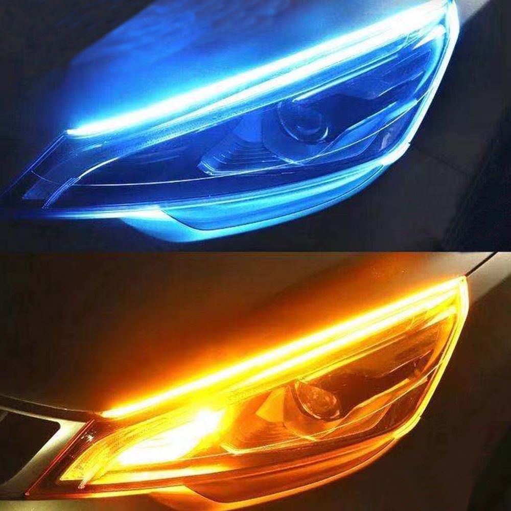 AOTOINK 2pcs 12V Car Headlight LED Light Strip DRL Daytime Running Lamp ...