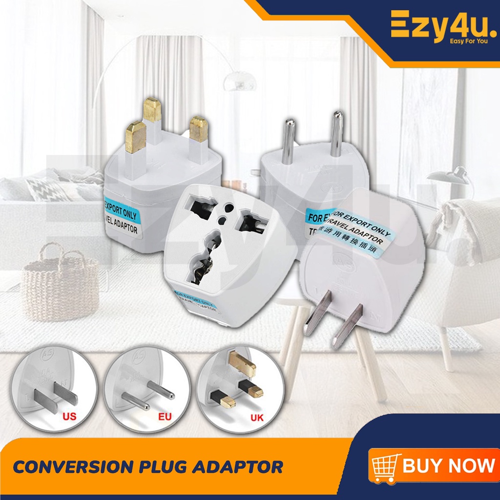 UNIVERSAL MULTI 3 PIN Tourism CONVERSION PLUG ADAPTOR 2 Pin US EU CHINA ...