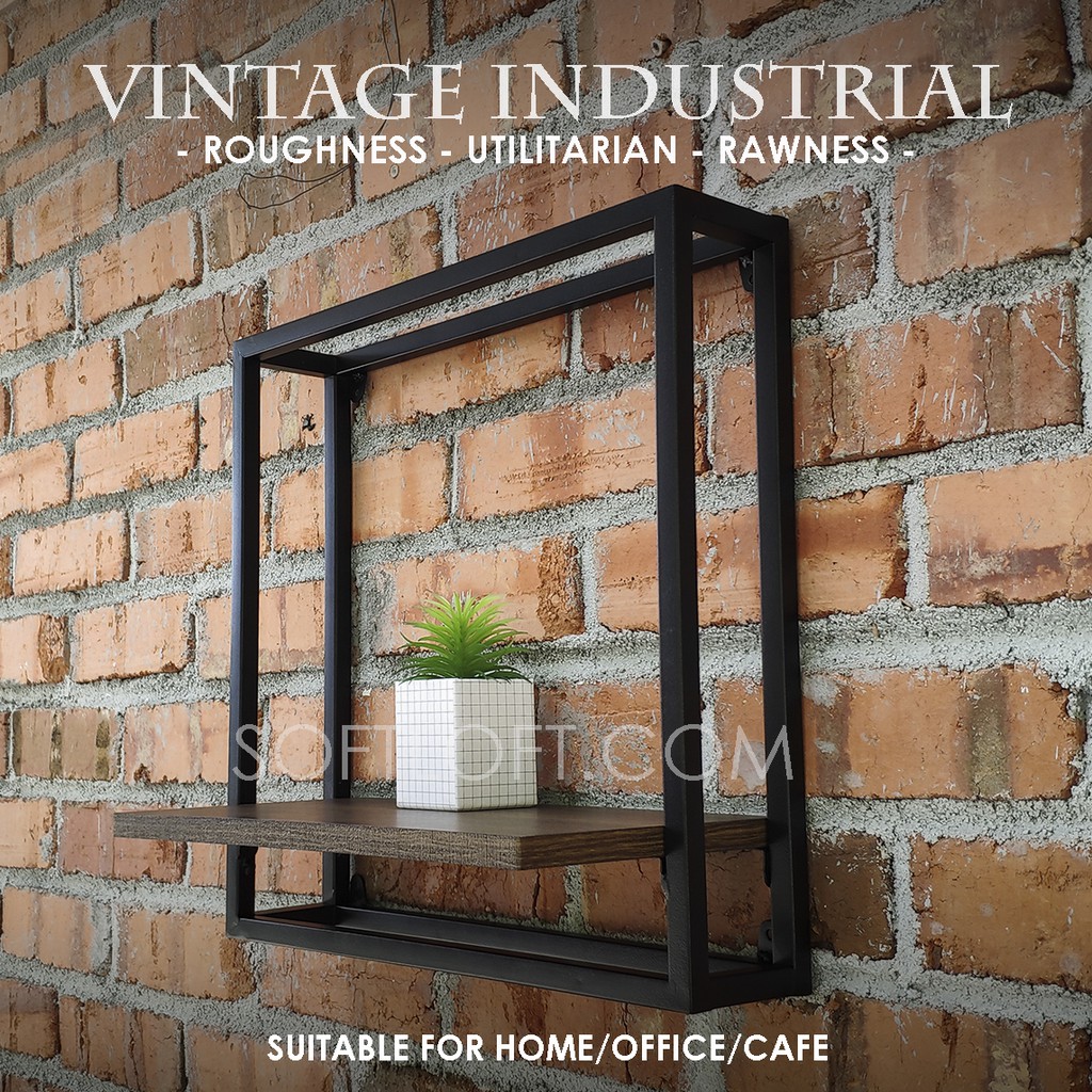 Emerton Shelf 2 Shelves Wooden Display Book Rack Wall Mount Metal ...