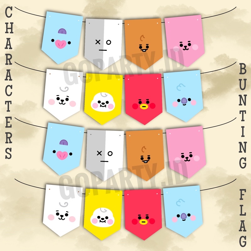 Bunting FLAG BT21 BTS BANNER Wall Decoration BIRTHDAY BIRTHDAY | Shopee ...