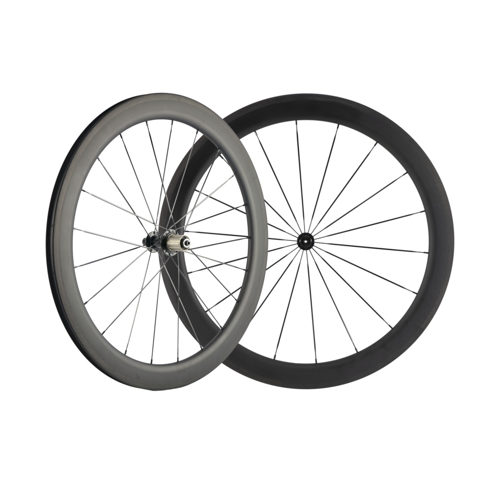 50mm Depth Full Carbon Road Bicycle Wheelset Clincher 3K Matte Surface ...