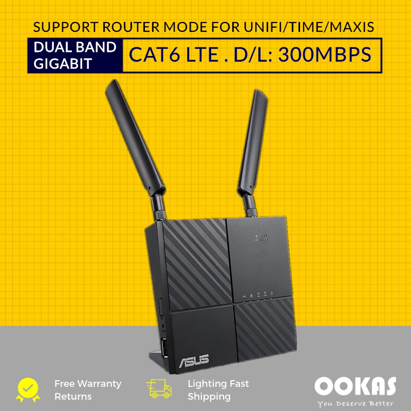 Asus Cat6 4G LTE Mu-Mimo Wireless Dual Band 5GHz Wifi Gigabit Modem ...