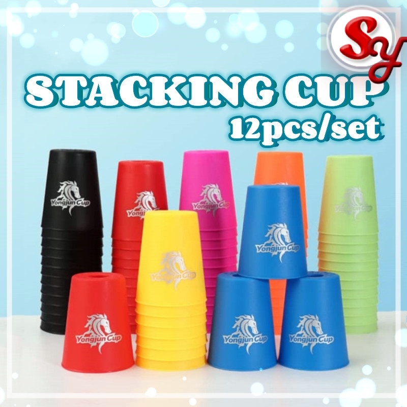 (12pcs/set) Speed Stacking Cup Quick Stacks Cup Professional Flying Cup ...