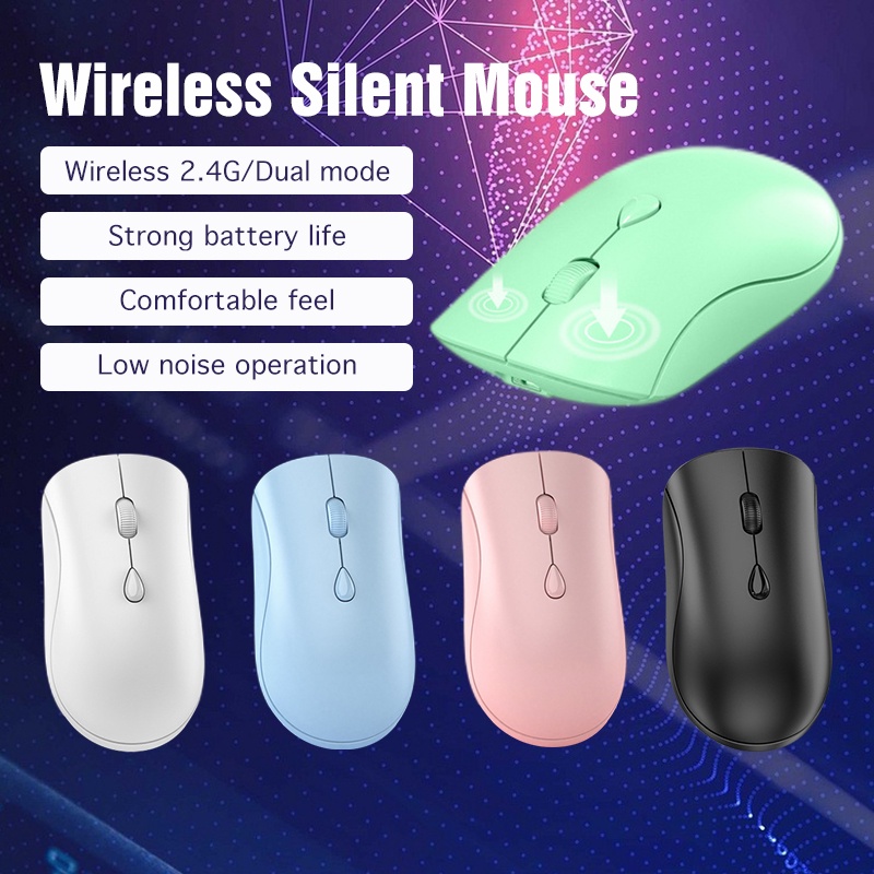 Wireless Mouse Bluetooth Silent Rechargeable Mouse With 2.4Ghz Receiver ...