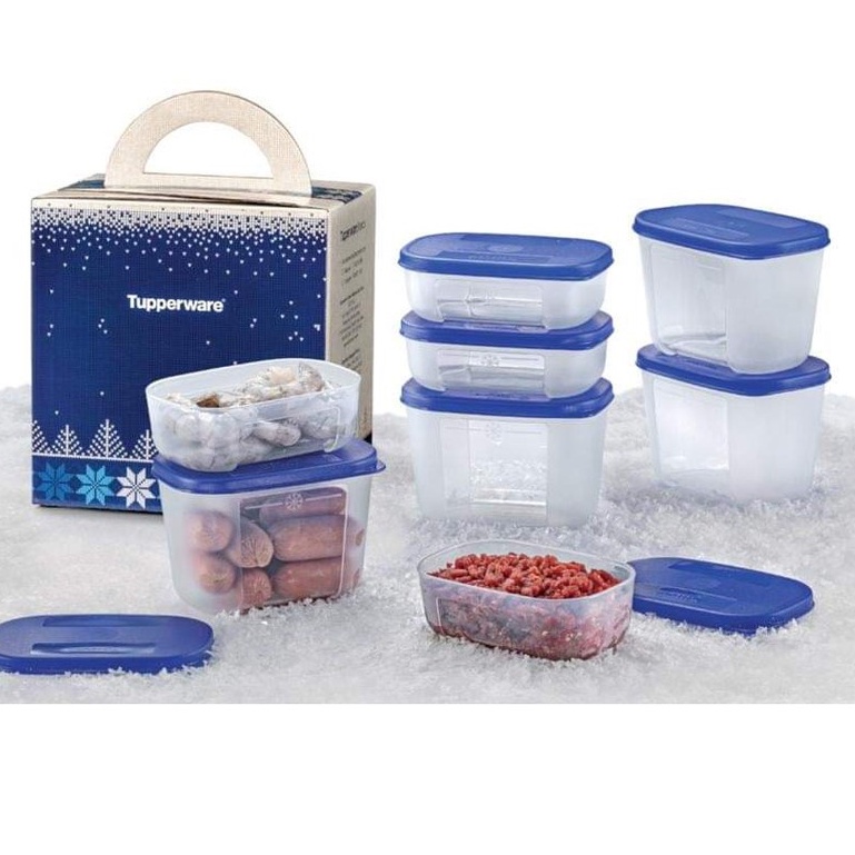 Tupperware Freezermate Junior Tokyo Blue (set 8pcs) + Gift box | Shopee ...