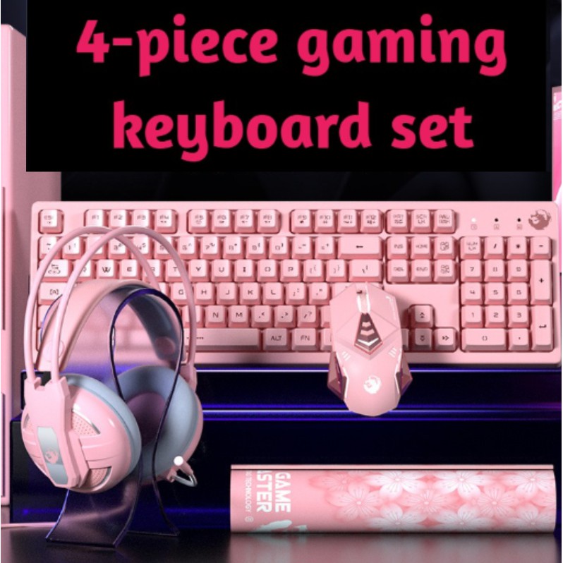 Pink keyboard girl cute mechanical computer notebook game typing lol ...