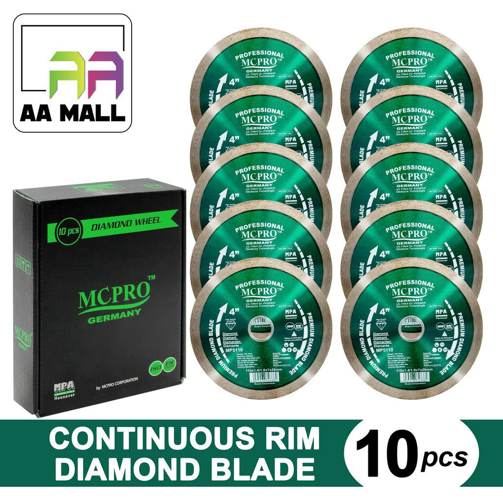 [10PCS] MCPRO Diamond Cutting Disc Blade 4"(110mm) Continuous Rim (MP5110) for Angle Grinder ...