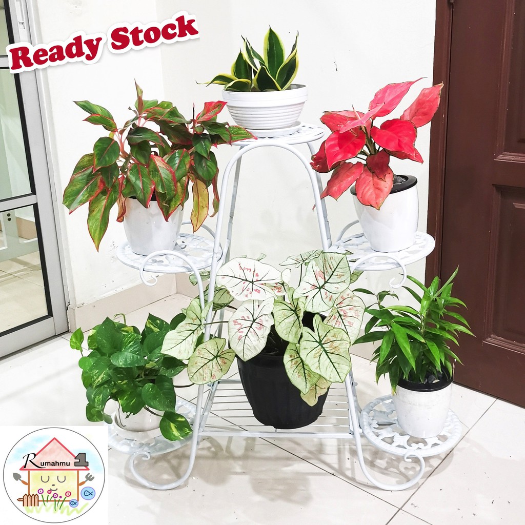 [𝗥𝗲𝗮𝗱𝘆 𝗦𝘁𝗼𝗰𝗸] 6 Tier Metal Pot Stand/Garden Iron Pot Stand/Rak Bunga ...