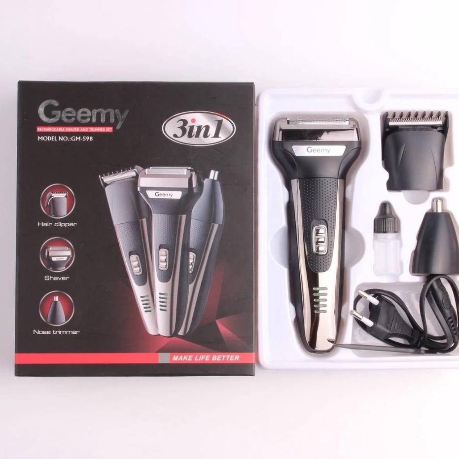 ProGemei GM-598 Rechargeable shaver and trimmer Set(Original) | Shopee Malaysia