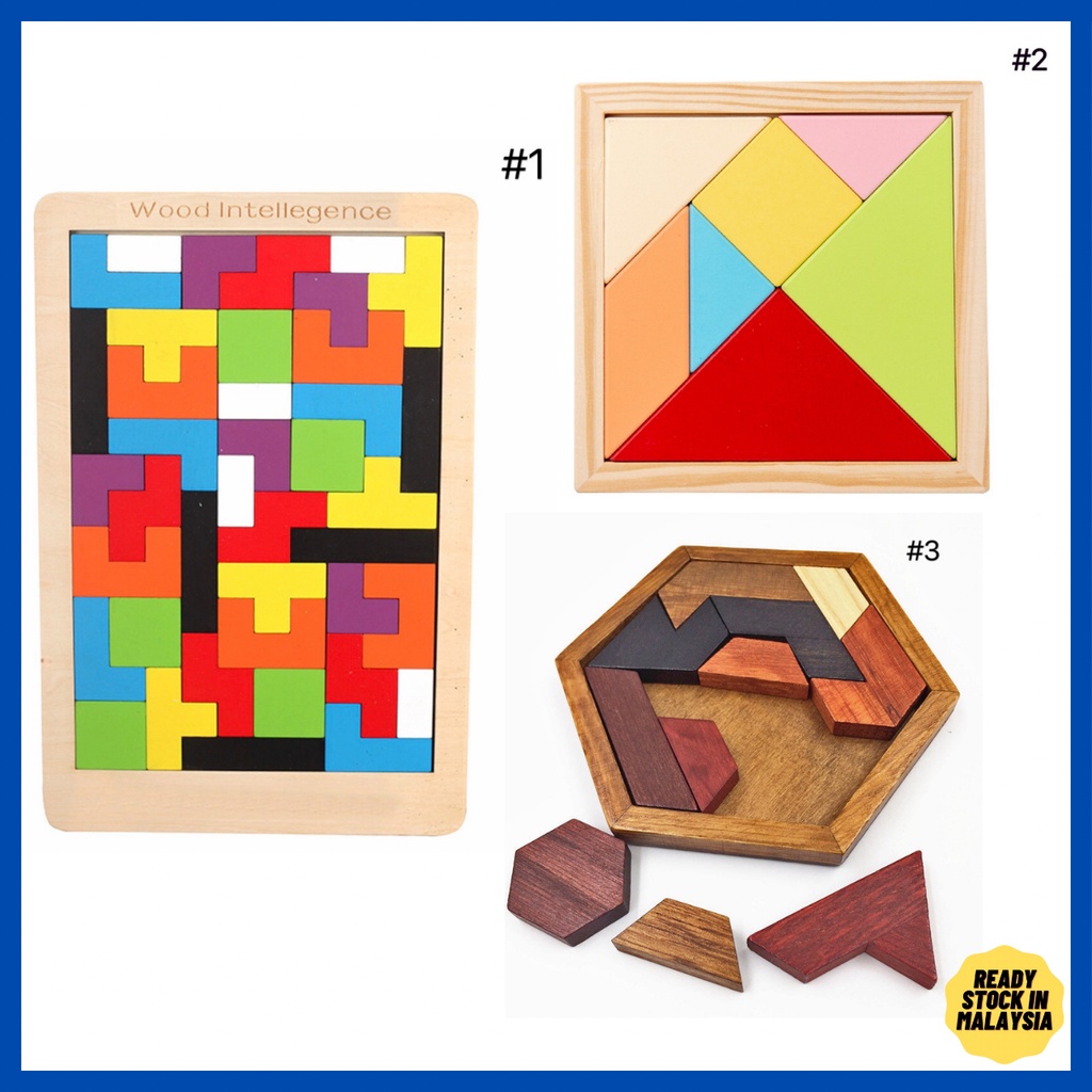 Early Education Wooden Toy |Russian Blocks |Tangram Puzzle |Hexagon ...