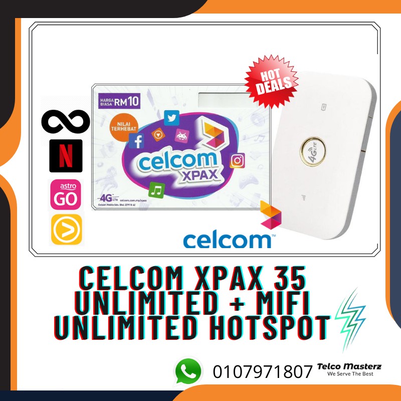 Celcom Xpax 35 Unlimited + Mifi Modified unlimited Hotspot | Shopee ...