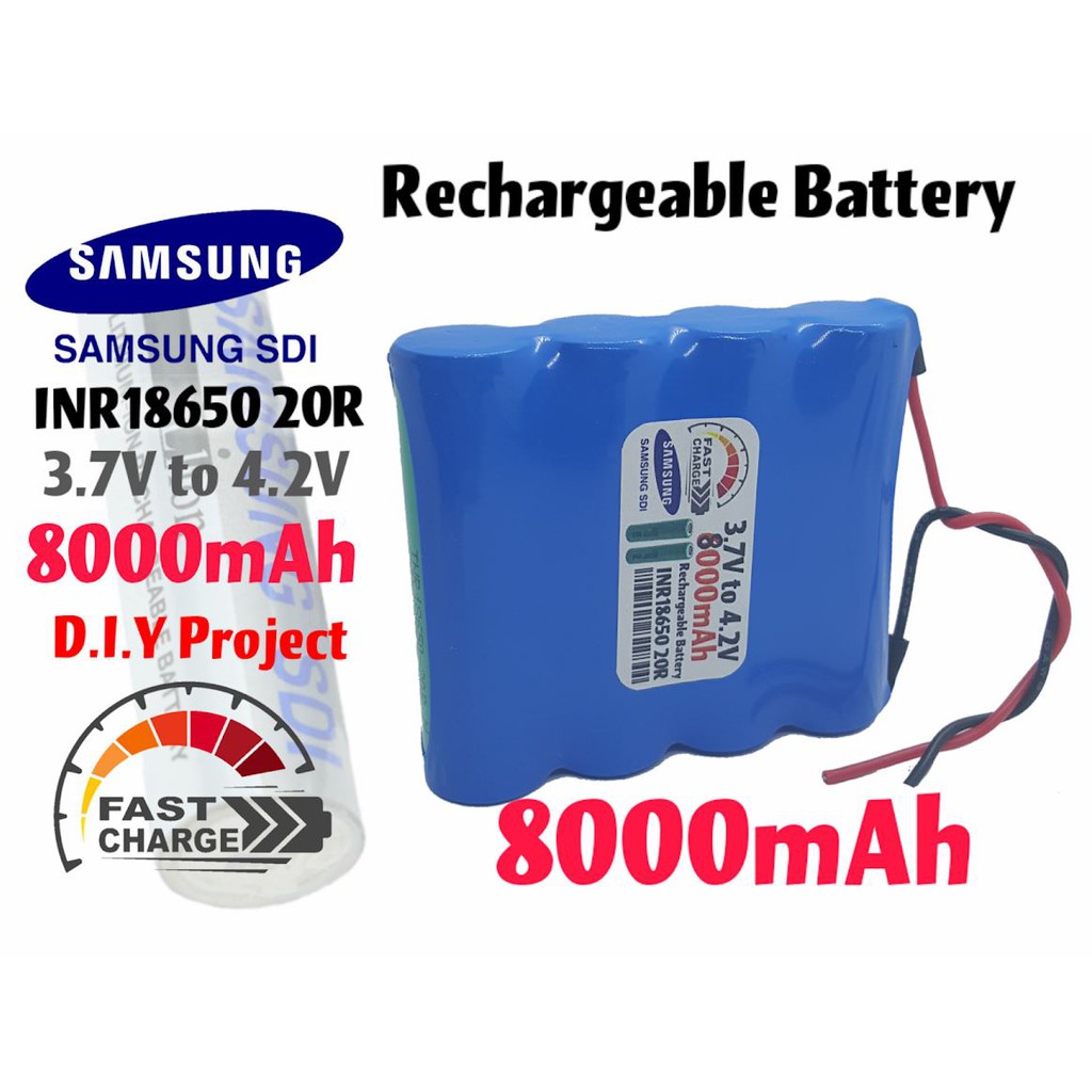 Rechargeable Samsung Battery Pack Custom 8.0Ah 8000mAh 3.7V to 4.2V ...