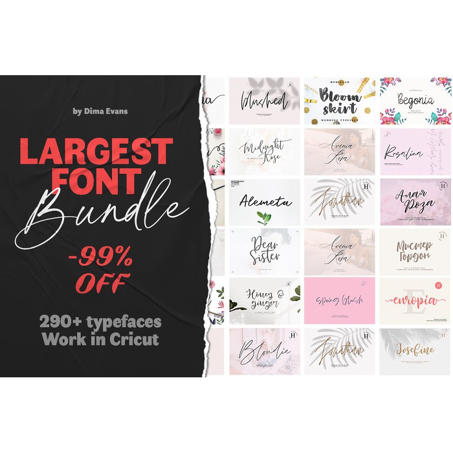 Largest Font Bundle -99% Off (290+typefaces) | Shopee Malaysia