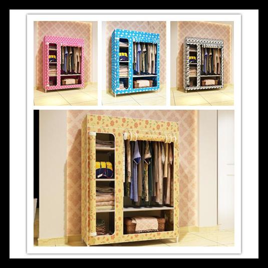 Je Medium Wardrobe R02 Versatile Clothes Rack Cover Fabric Frame Iron ...