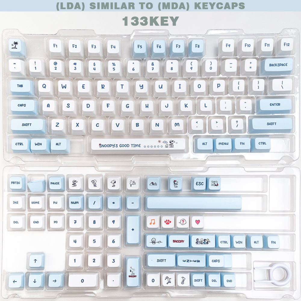 Cartoon Snoopy Keycaps MDA Profile 133Key PBT Compatible with 60/70/80 ...