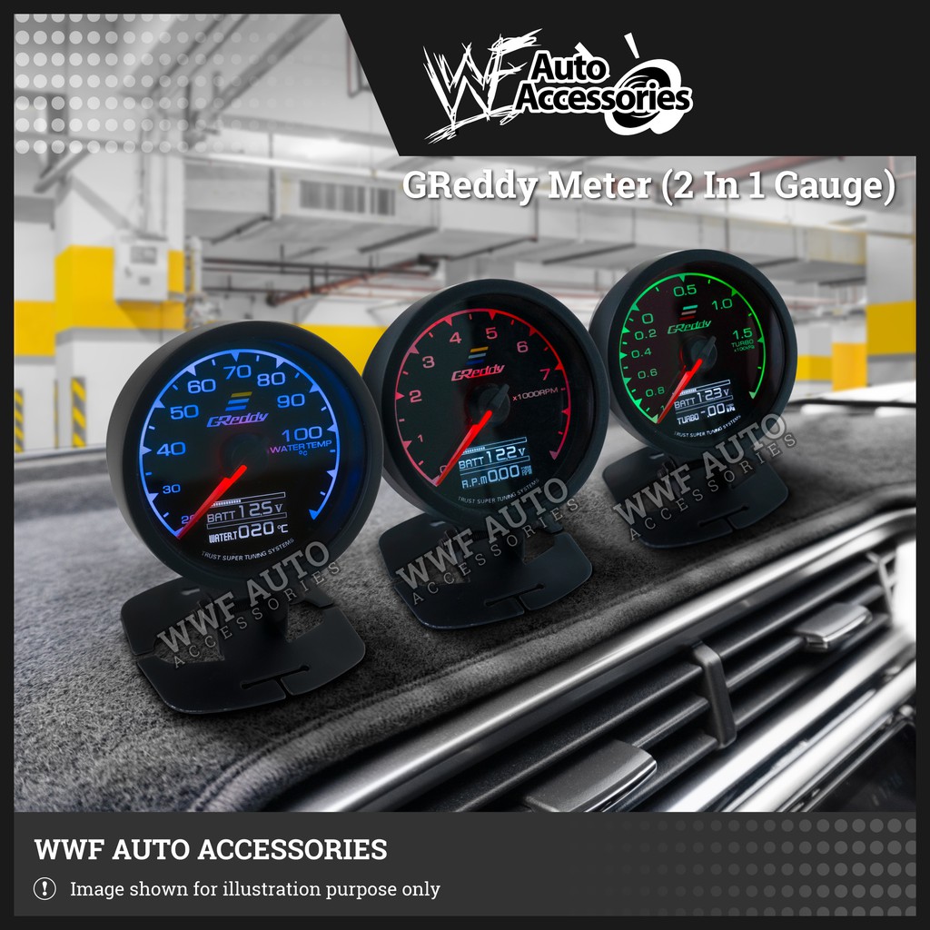 GReddy Style 2 In 1 Gauge / Meter with 7 Color - Turbo Boost / Water ...