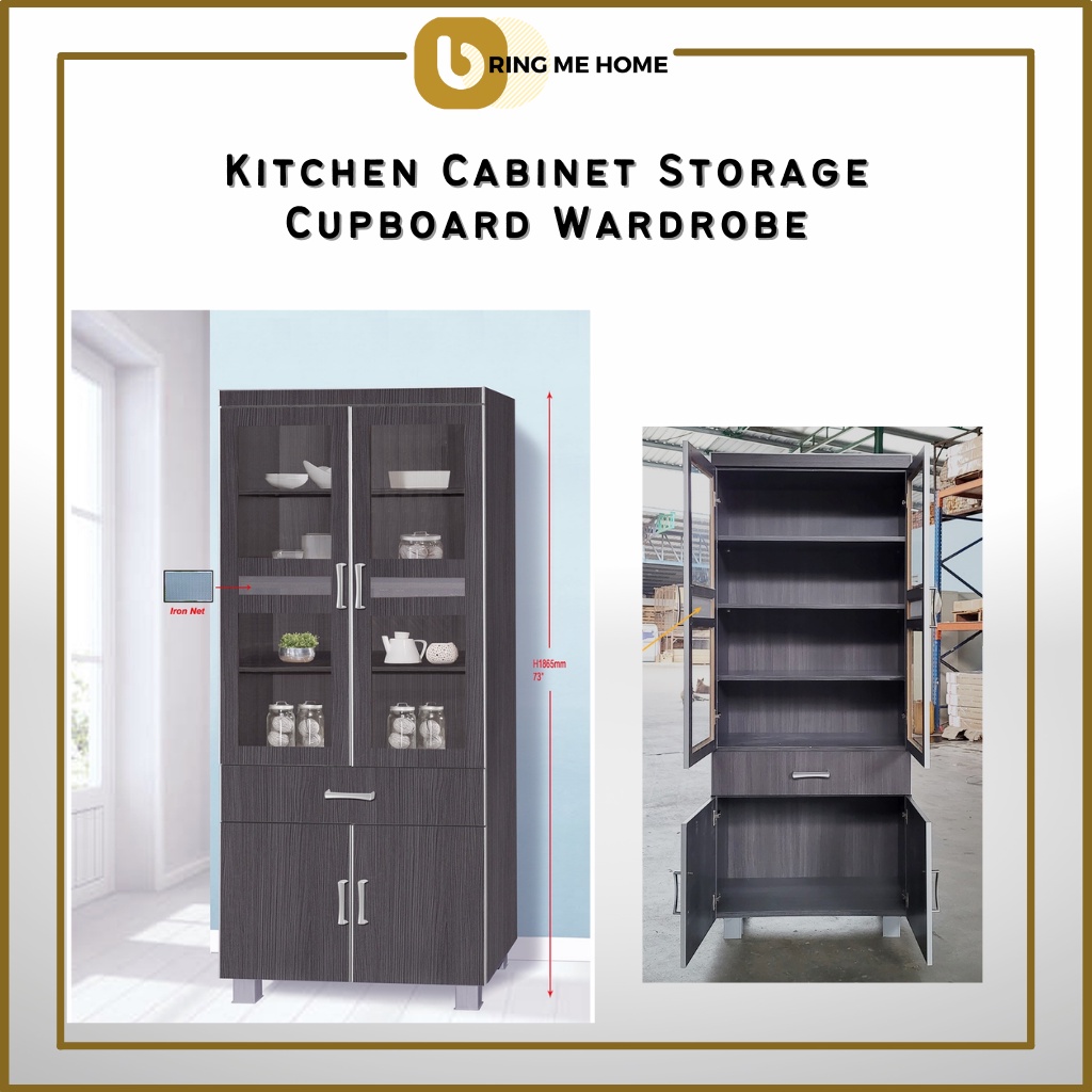 HOMEX 6 Feet Display Cabinet Glass Cabinet Storage Kitchen Cabinet ...