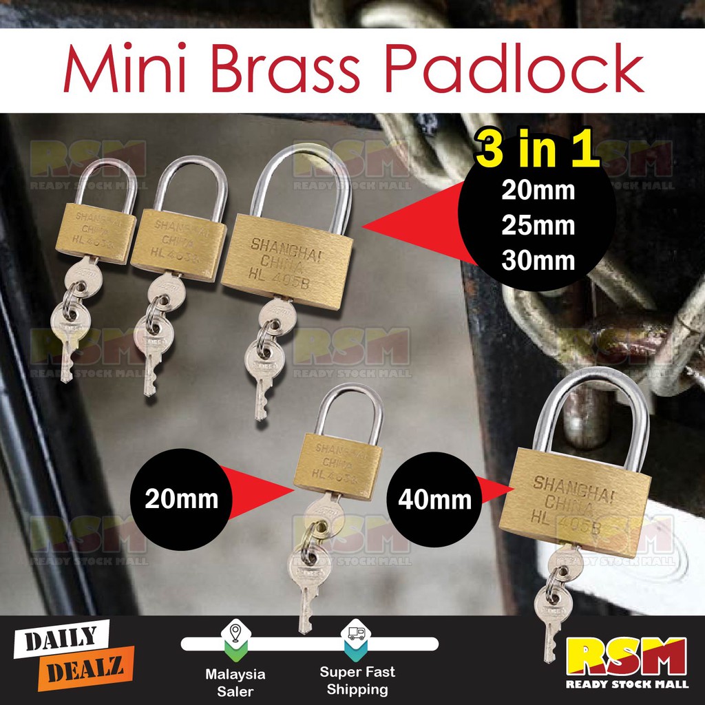 Mini Brass Padlock Security Luggage Locker with Keys 20mm 25mm 30mm ...