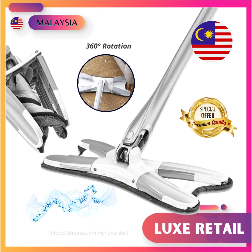 🔥360° ANGLE 🔥 X Shape Hand Free Lazy Mop Hand Free Self-Twisting Flat ...