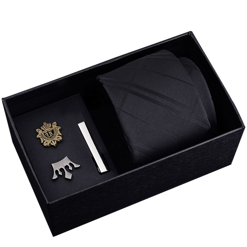Gift Box Set] Men Korean Version 6CM Tie Brooch Clip Five-Piece Set ...