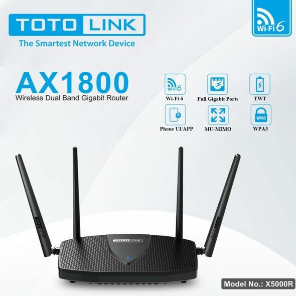 Promosi 12 12 Sales Totolink X5000r Ax1800 Wifi 6 Mu Mimo Dual Band Gigabit Network Router