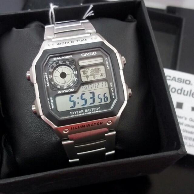 Jam Besi AE 1200 (Silver / Black) | Shopee Malaysia