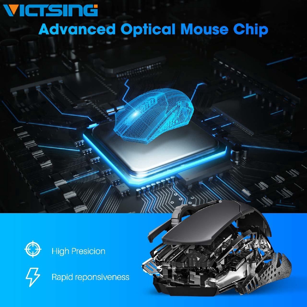 VicTsing PC066 Wireless Mouse Noiseless Gaming Mice 7 Buttons 5 ...