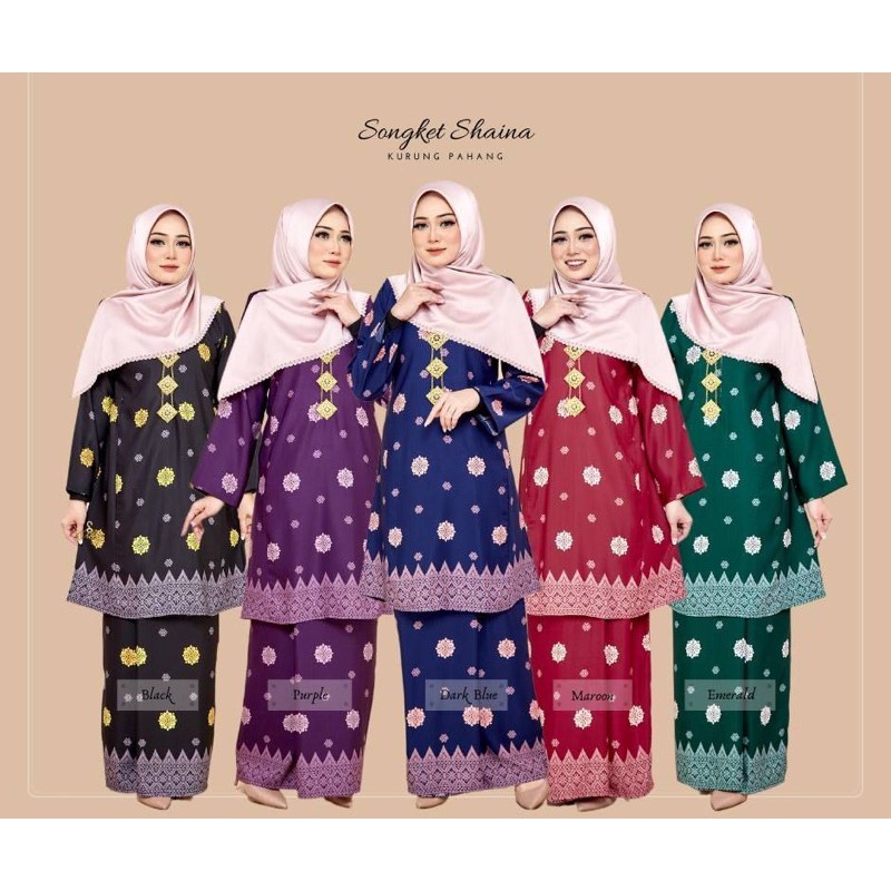 SONGKET SHAINA DESIGN KURUNG PAHANG / EDITION RAYA | Shopee Malaysia