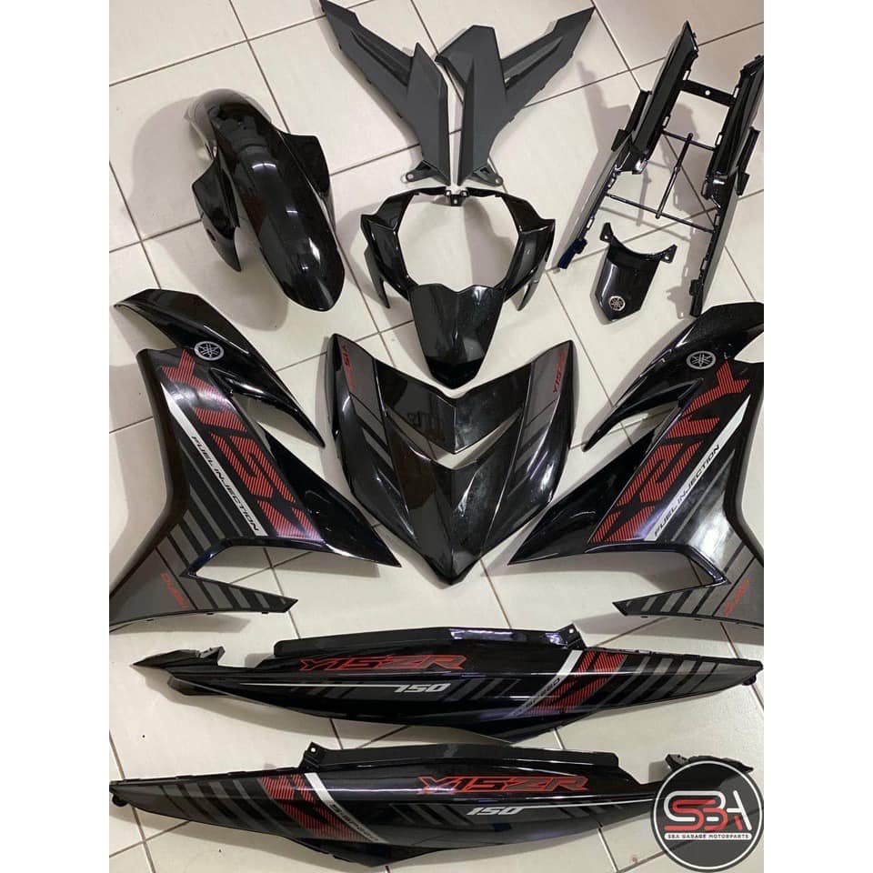 COVERSET BODYSET YAMAHA Y Y15 Y15ZR V1 V2 HITAM BLACK FIRST MODEL 2015 ...