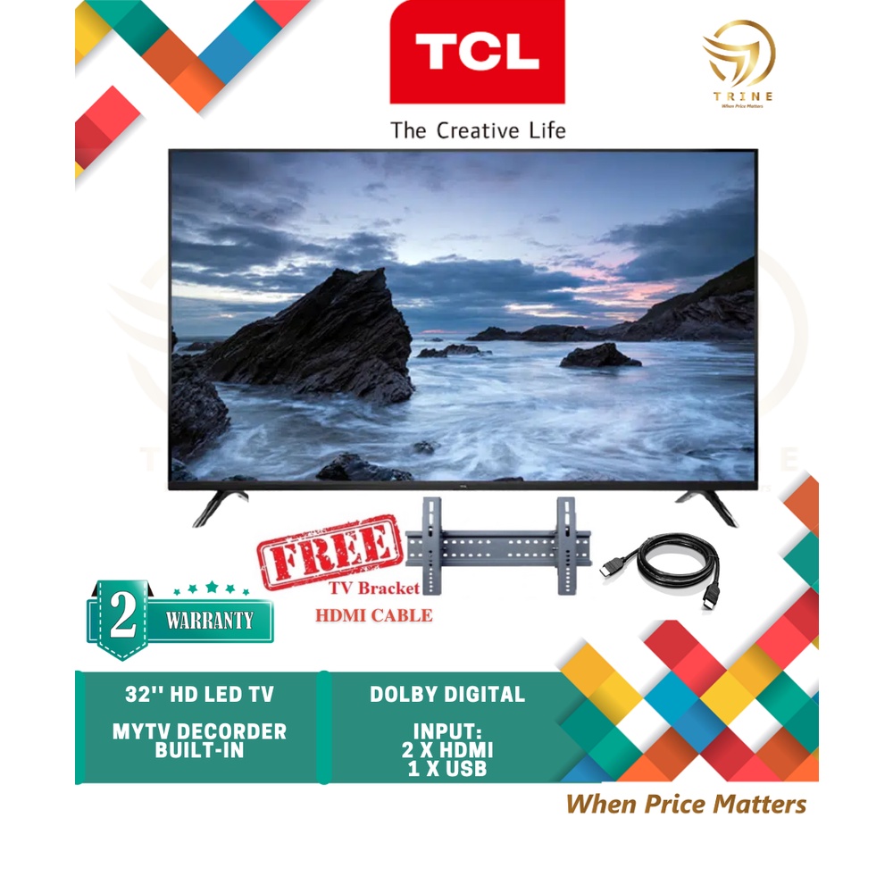 TCL 32" HD LED TV with DVB-T2 32D3000 MYTV / Philips 32" Slim LED TV 32PHT5505/68 32PHT5505 电视机 ...